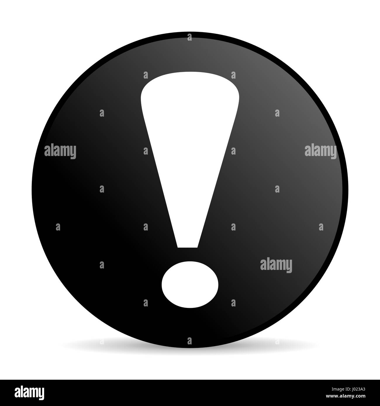 Exclamation sign black color web design round internet icon on white ...