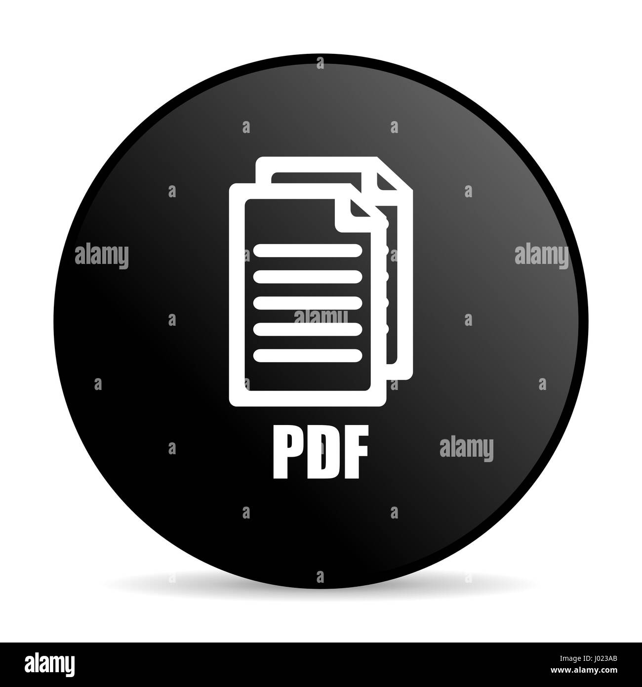 Pdf black color web design round internet icon on white background ...