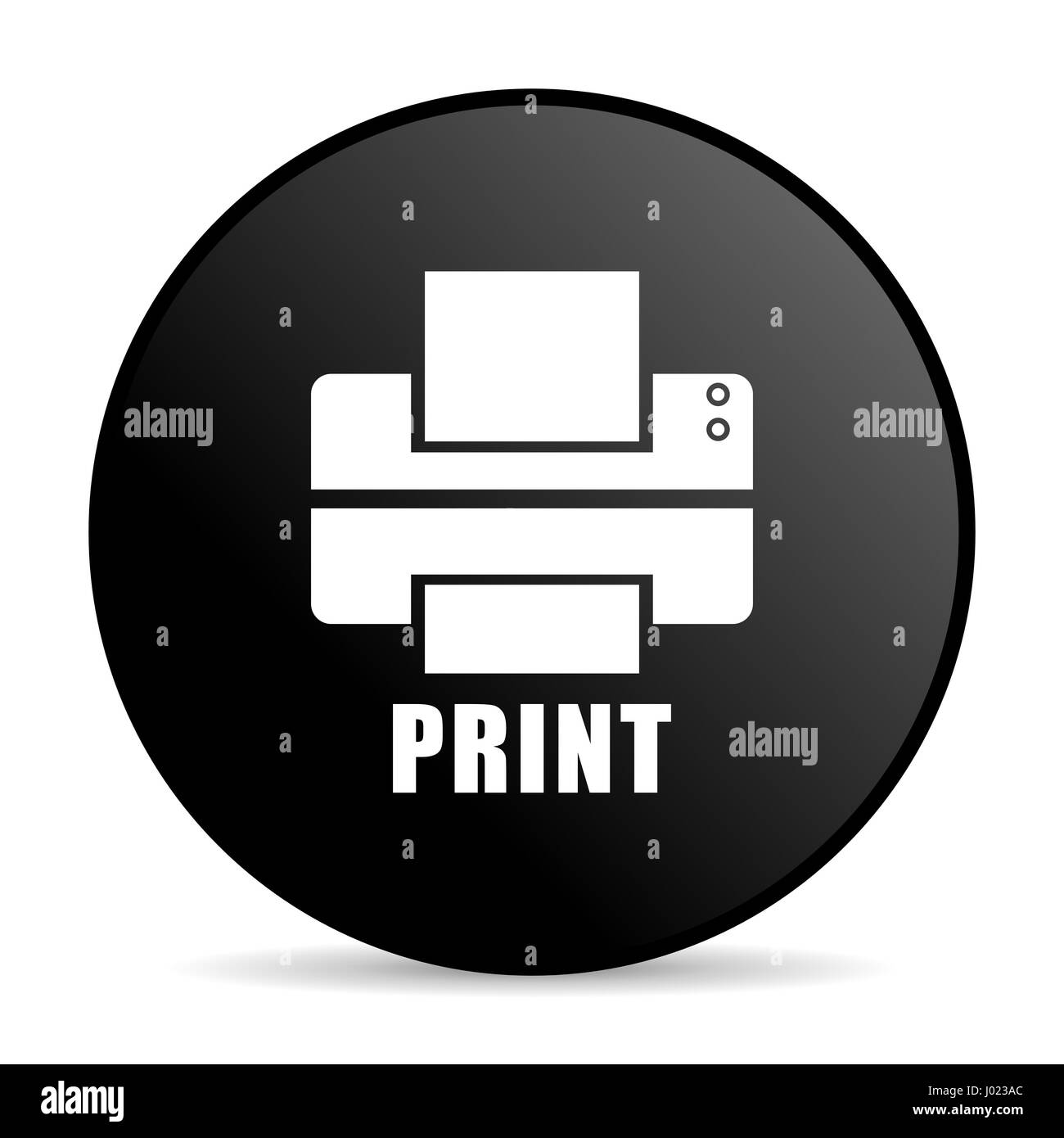 Printer black color web design round internet icon on white background ...