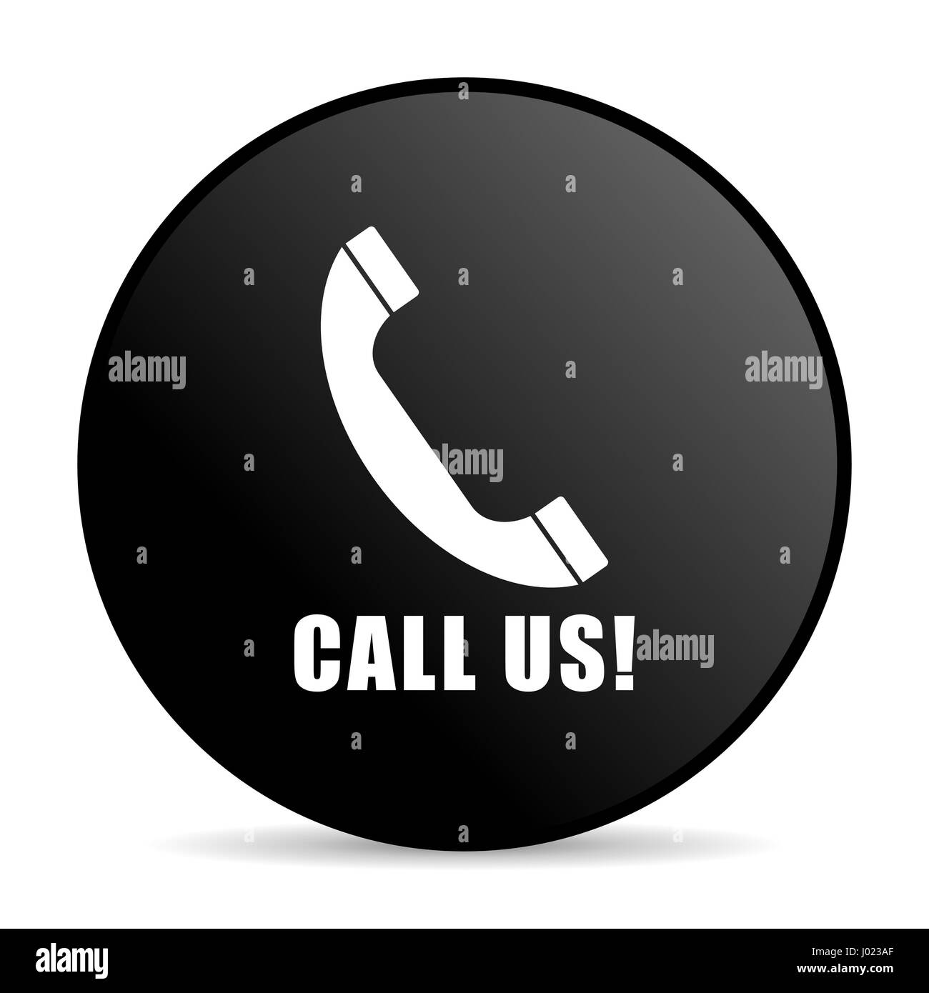 Call us black color web design round internet icon on white background ...