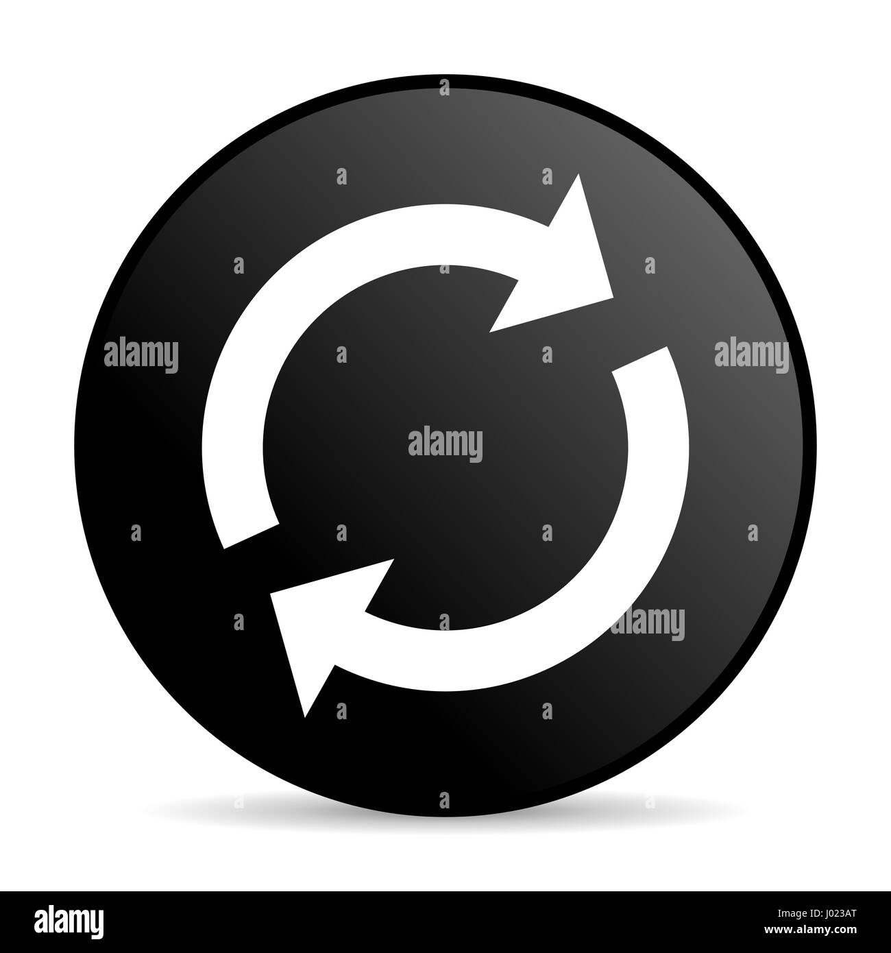 Reload black color web design round internet icon on white background ...