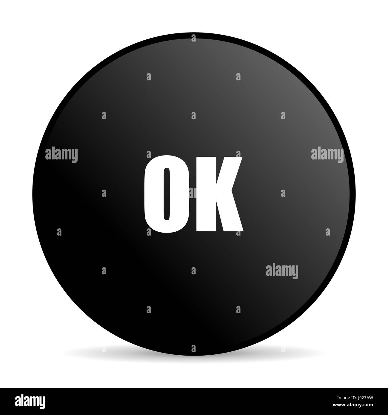 Ok black color web design round internet icon on white background Stock ...