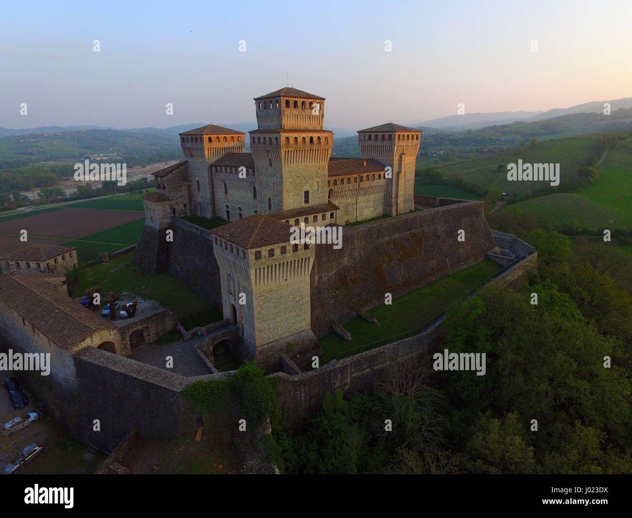 TORRECHIARA CASTLE (aerial view). Langhirano, Emilia Romagna, Italy ...