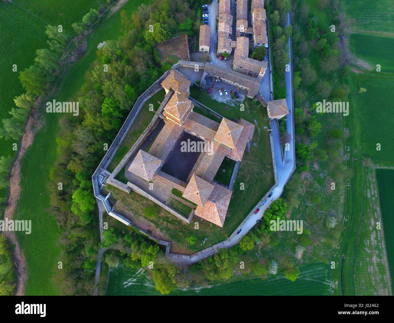 TORRECHIARA CASTLE (aerial view). Langhirano, Emilia Romagna, Italy ...