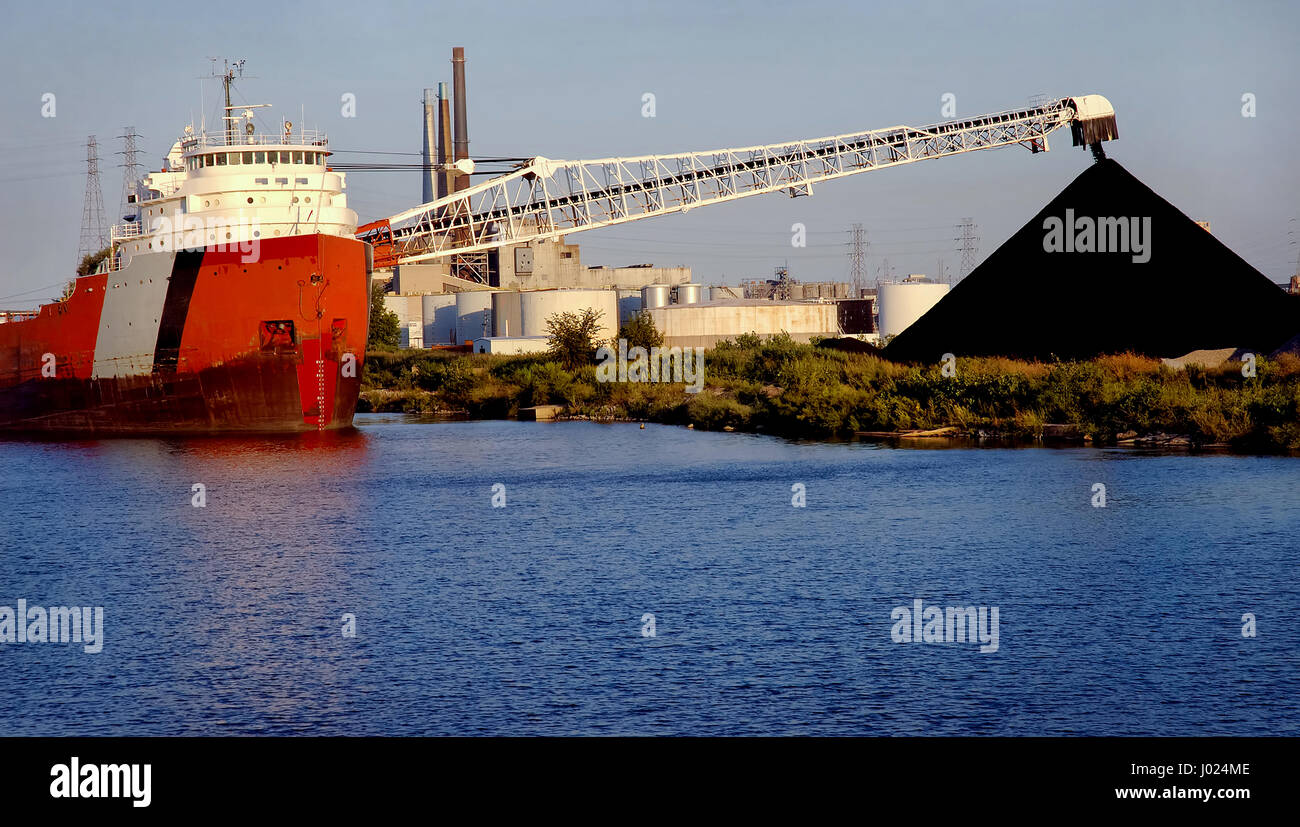 Coal ship at steel mill Detroit factory Stock Photo - Alamy