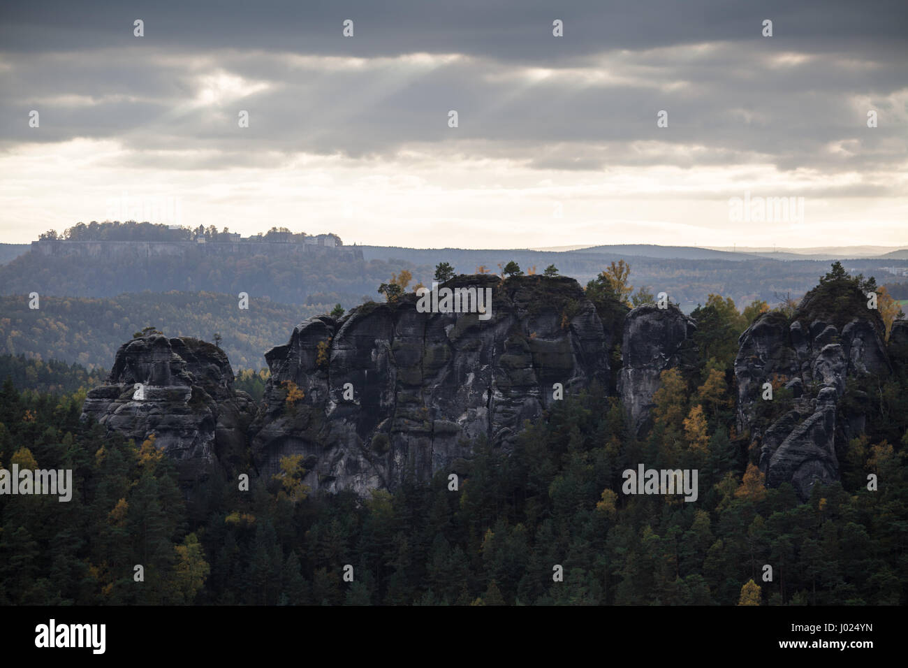 Autumn in german Mountains and Forests - Saxon Switzerland is a hilly ...