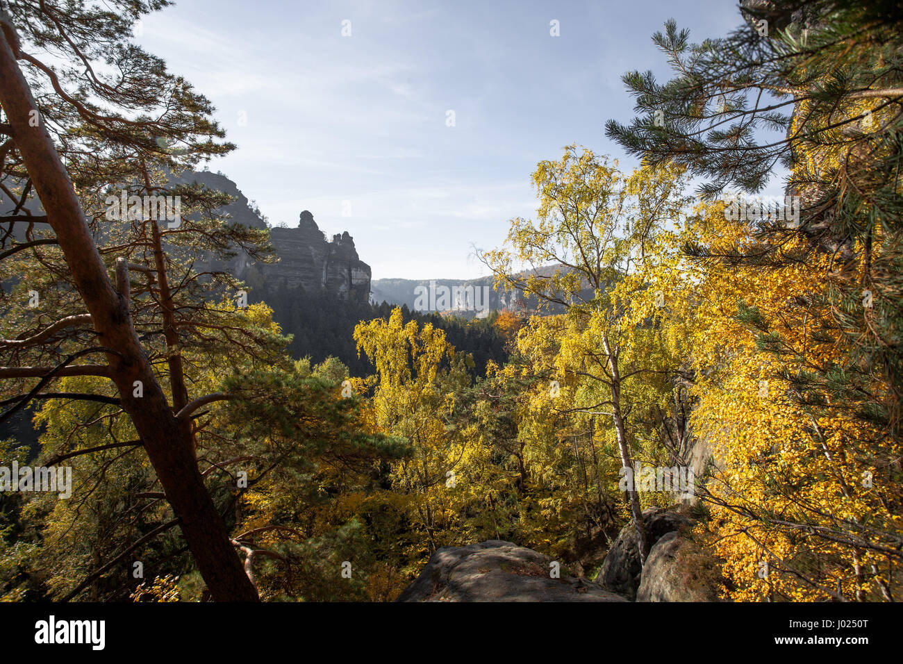 Autumn in german Mountains and Forests - Saxon Switzerland is a hilly ...