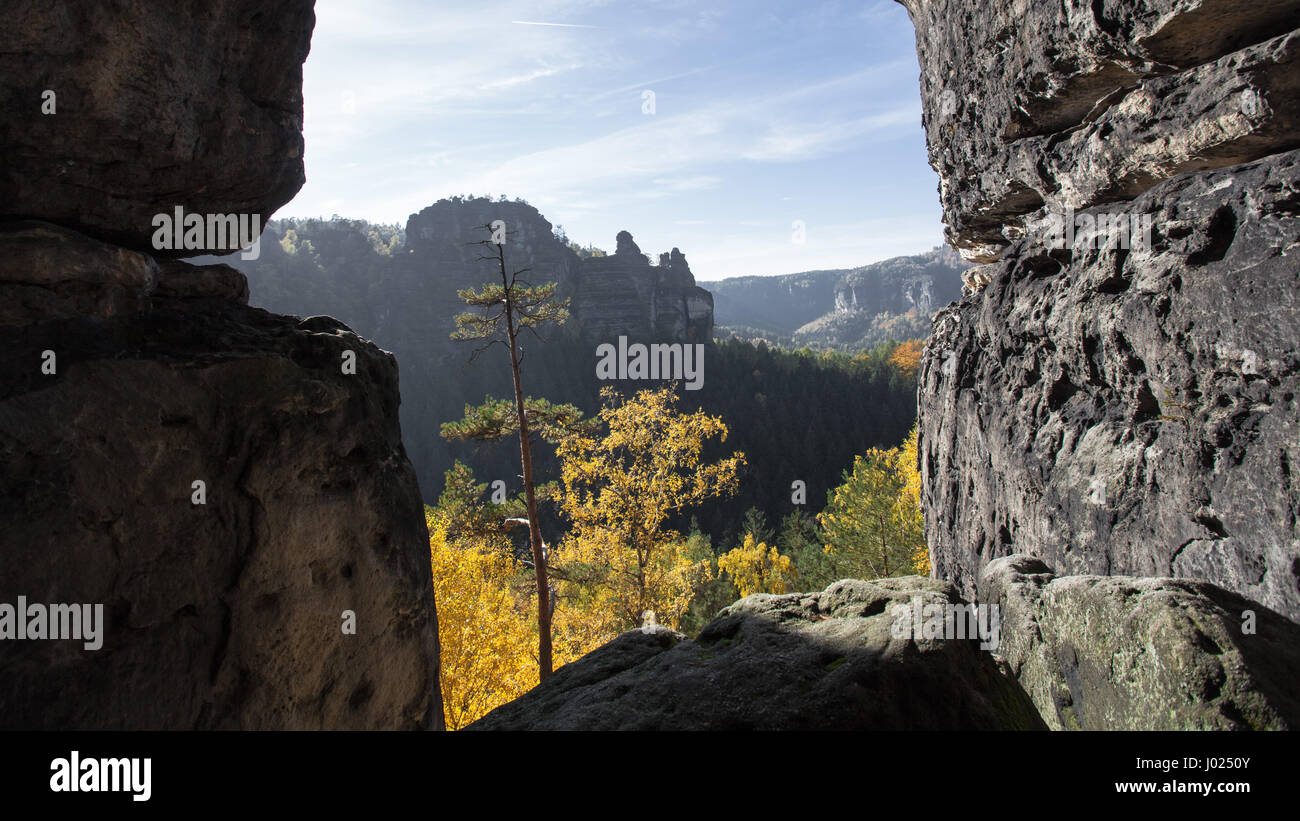 Autumn in german Mountains and Forests - Saxon Switzerland is a hilly ...