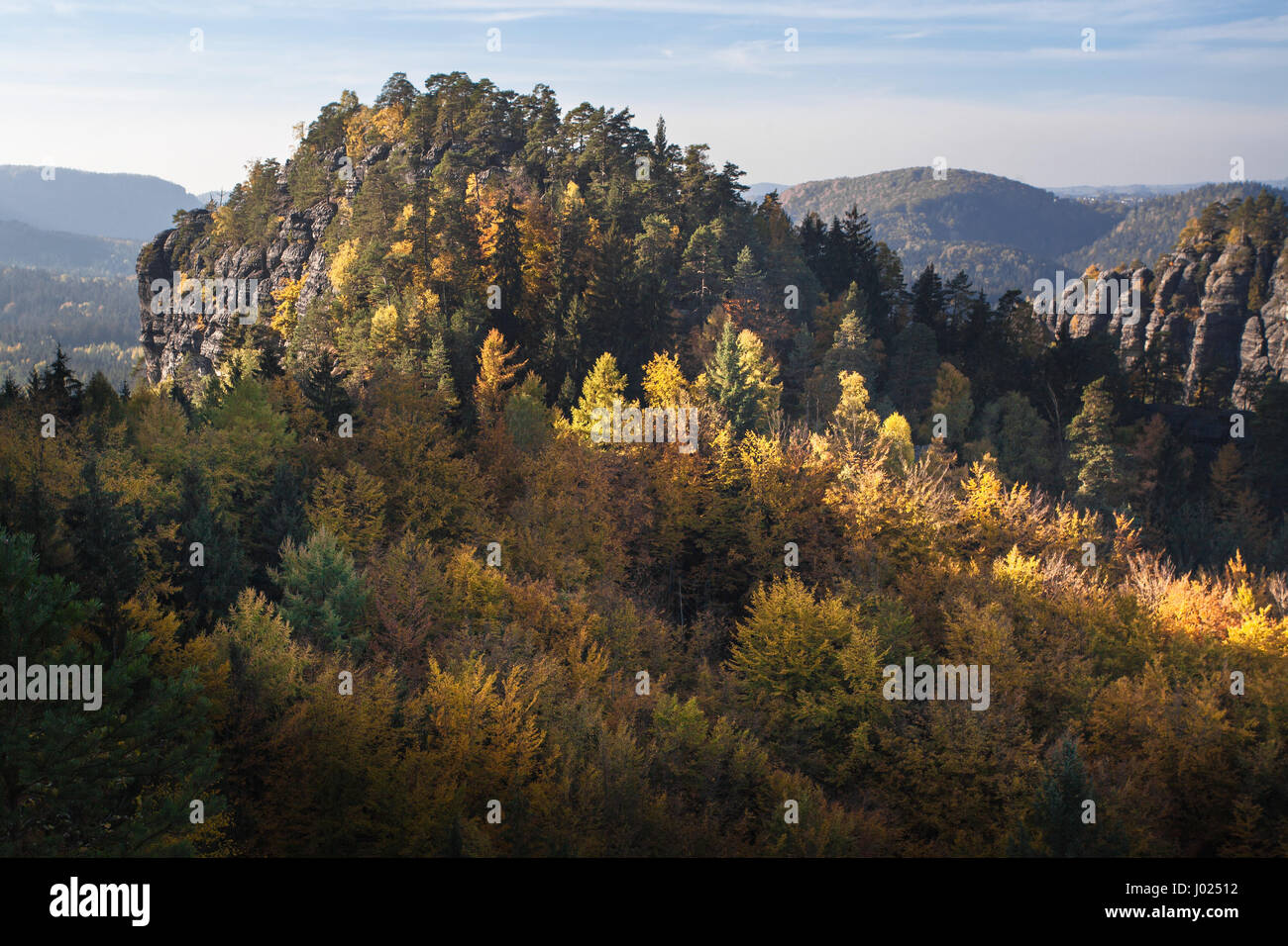 Autumn in german Mountains and Forests - Saxon Switzerland is a hilly ...