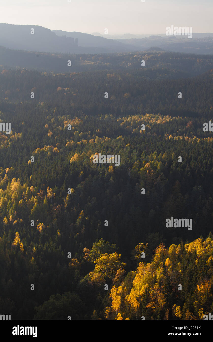 Autumn in german Mountains and Forests - Saxon Switzerland is a hilly ...