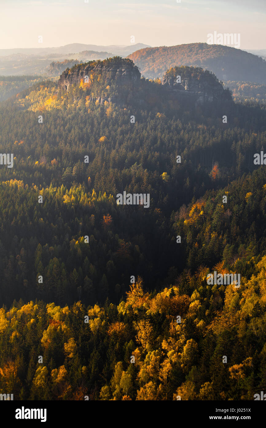 Autumn in german Mountains and Forests - Saxon Switzerland is a hilly ...