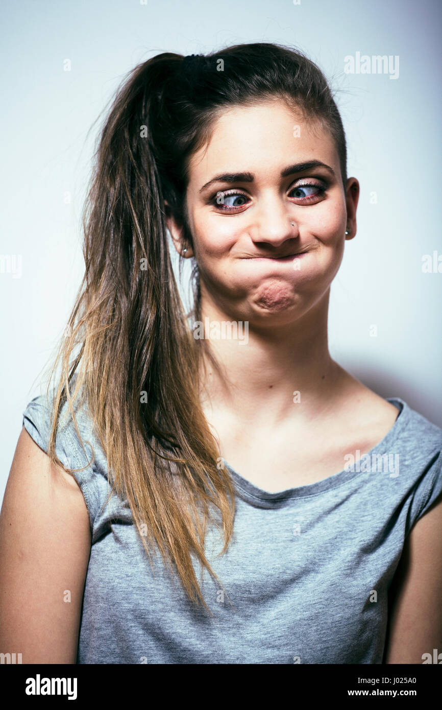 problem depressioned teenage with messed hair and sad face, real Stock ...