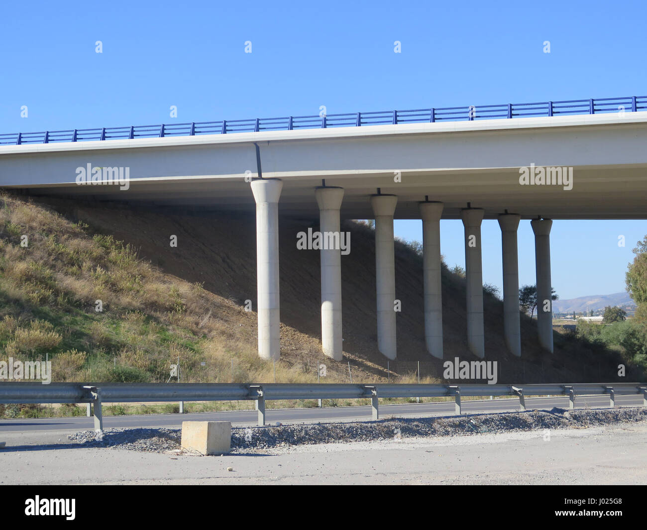 Supporting Pillars on Highway overpass near Malaga, Andalusia Stock ...