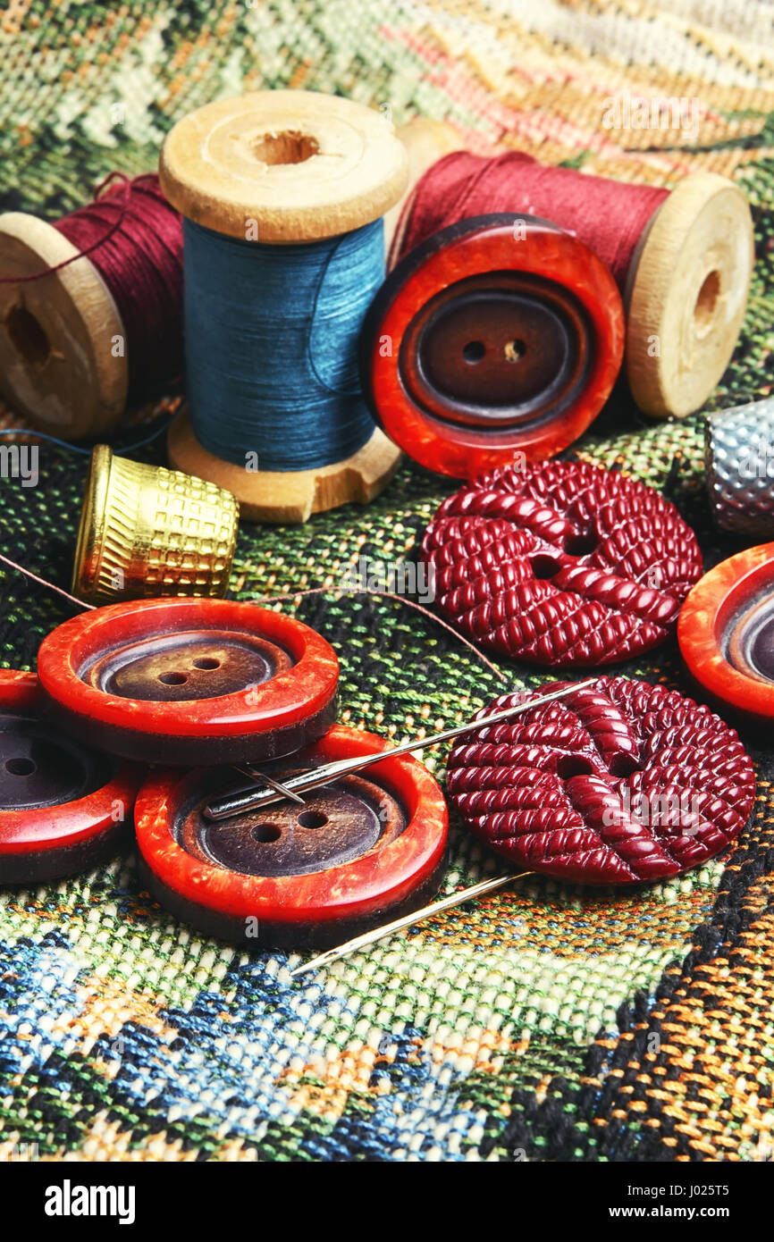 Set of different buttons from clothing,thread and sewing supplies Stock ...