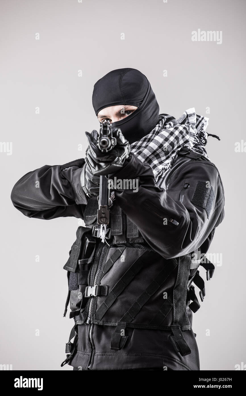 Modern soldier with rifle isolated on a white background Stock Photo ...