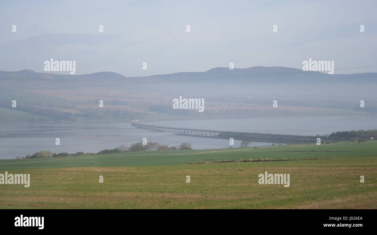 Elevated view of Cromarty Bridge across Cromarty Firth Scotland May ...
