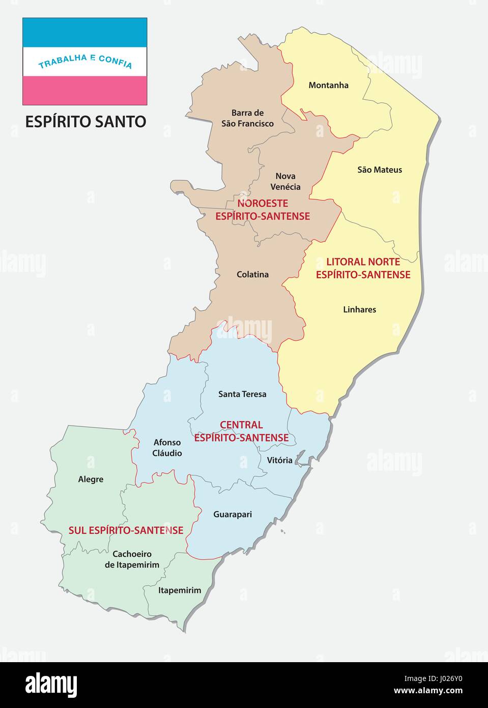 espirito santo administrative and political map with flag Stock Vector ...
