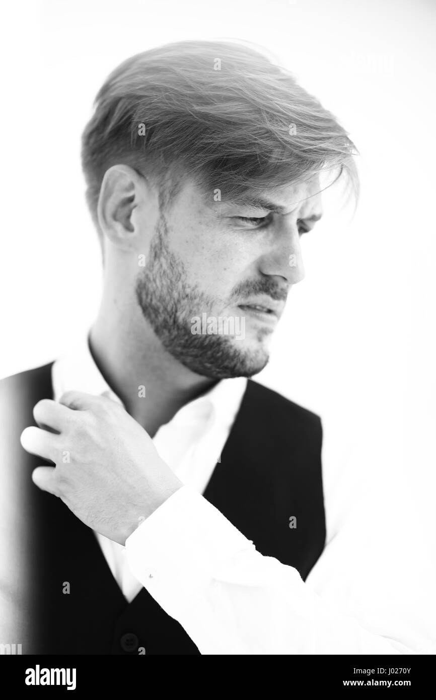 Portrait of an elegant handsome man in suit Stock Photo - Alamy