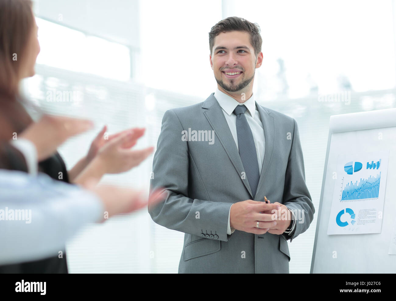 Business people clapping at conference. Business presentation Stock ...
