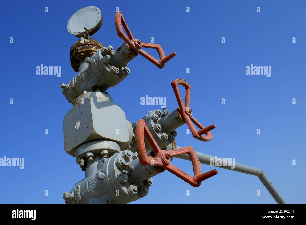 Valves on a oil well head, Oil Well number 1, Kingdom of Bahrain Stock ...