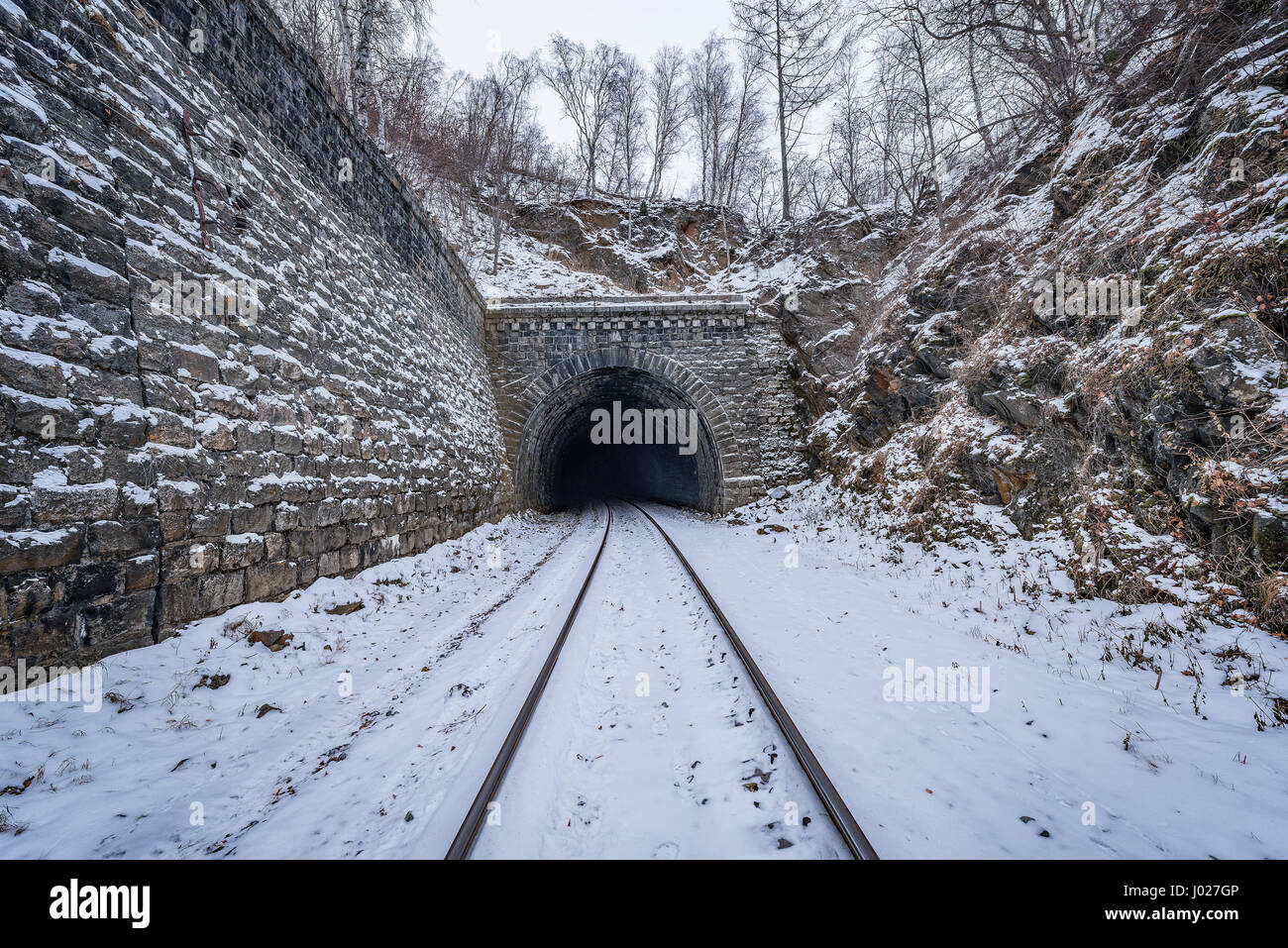 View of the old tunnel. Circum-Baikal Railway. Russia Stock Photo - Alamy