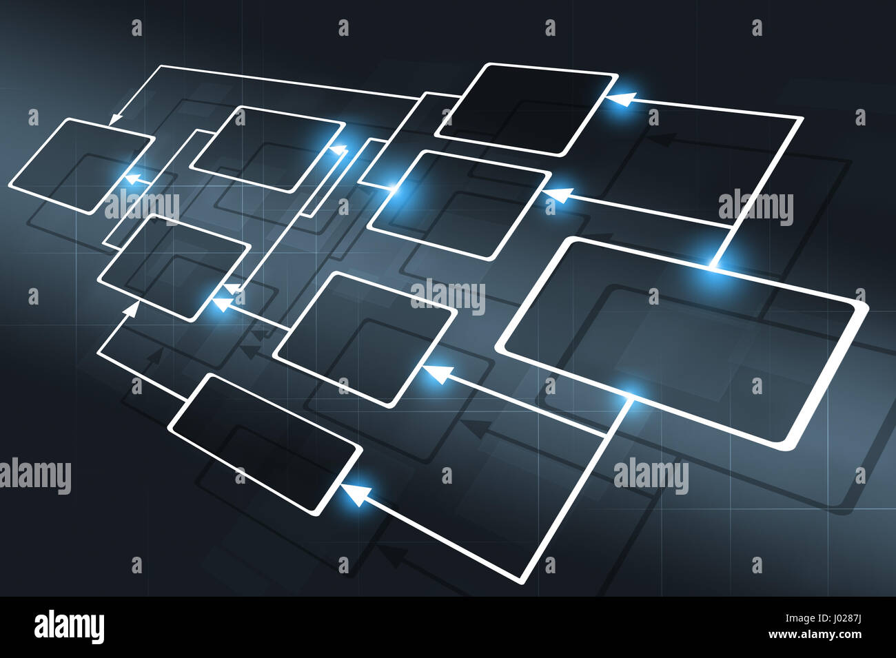 abstract concept business flow chart on dark background Stock Photo - Alamy