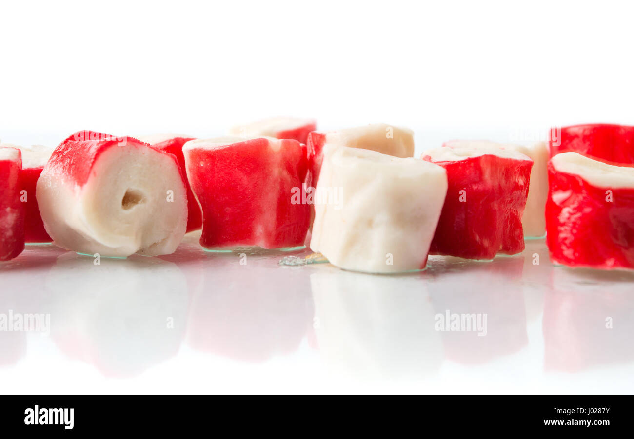 Frozen surimi seafood isolated on white background Stock Photo - Alamy
