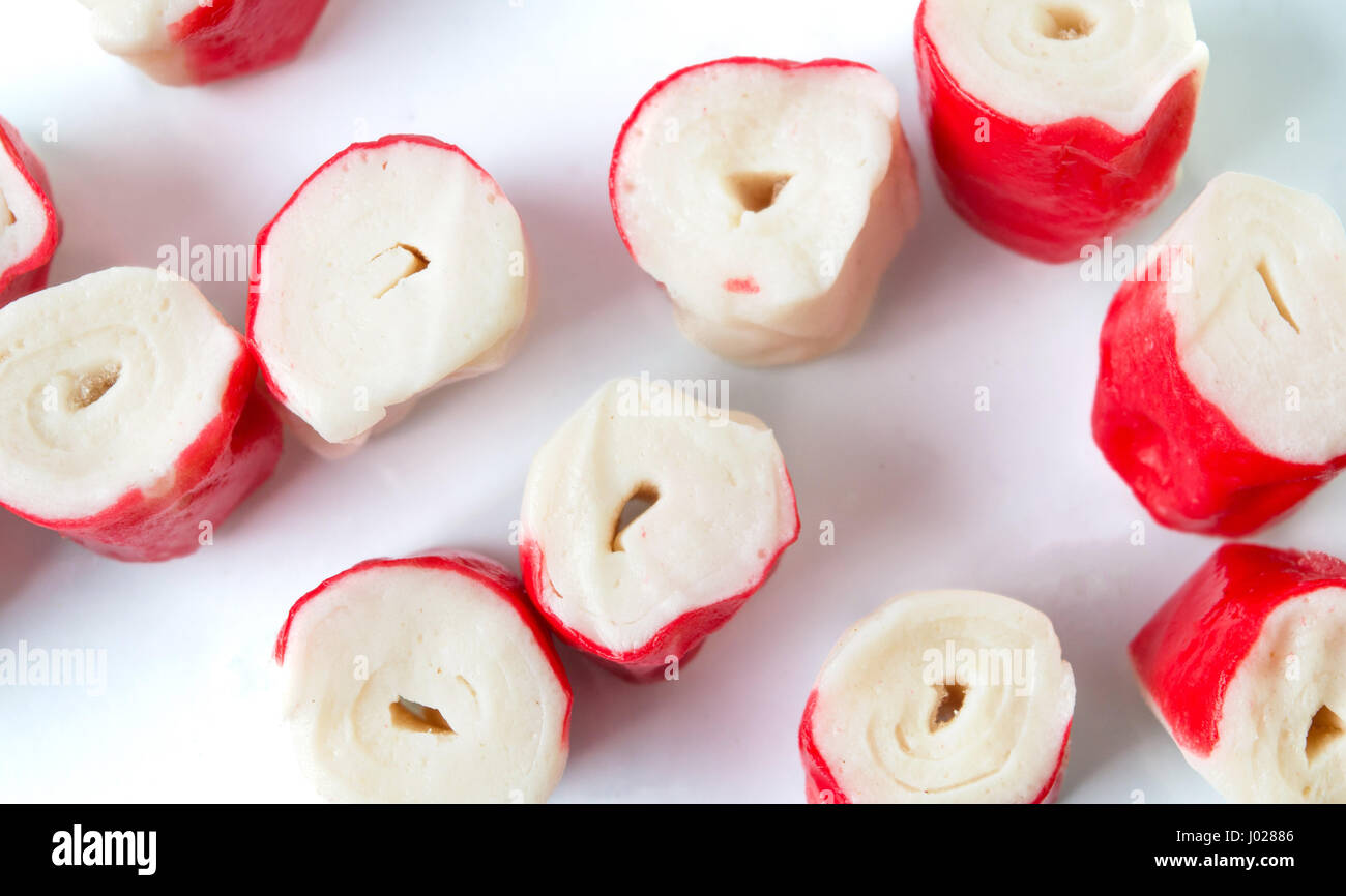 Frozen surimi seafood isolated on white background Stock Photo - Alamy