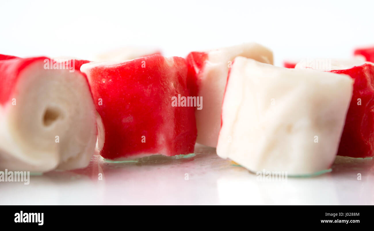 Frozen surimi seafood isolated on white background Stock Photo - Alamy