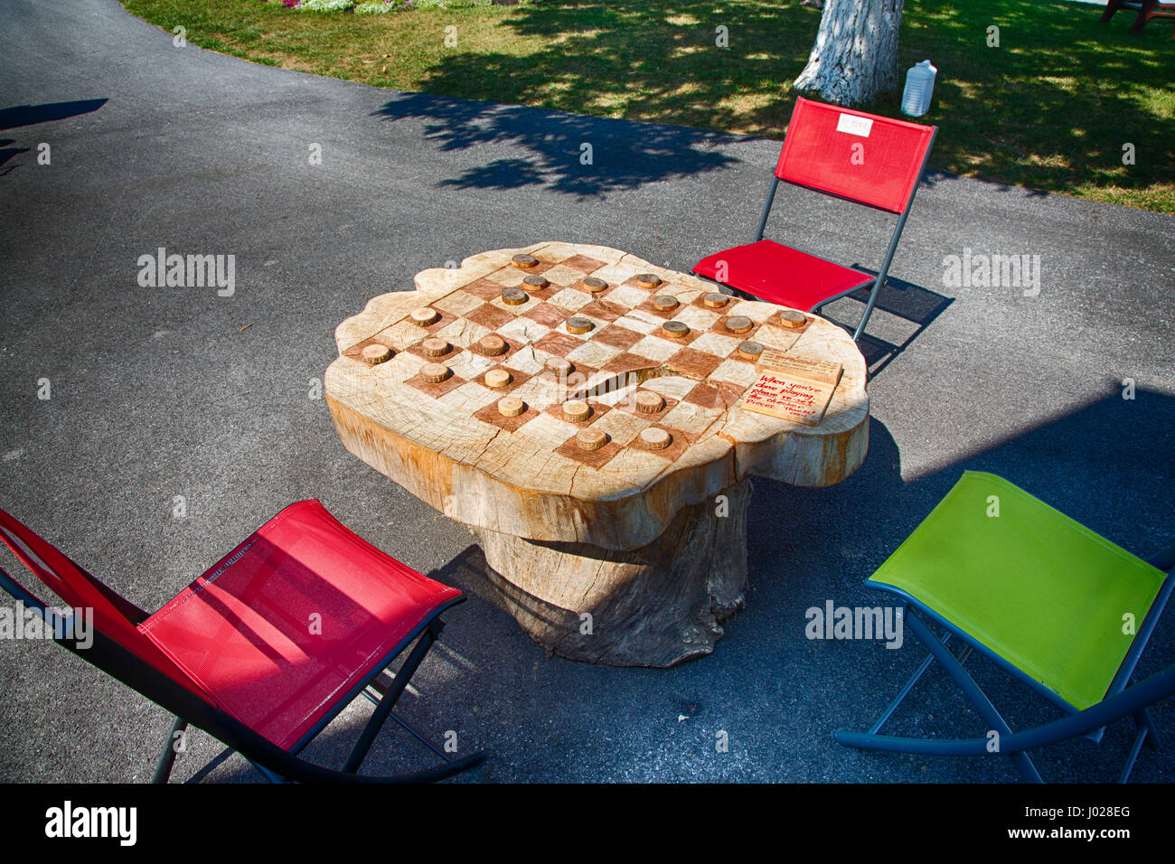 A checker board carved into a tree Stock Photo - Alamy