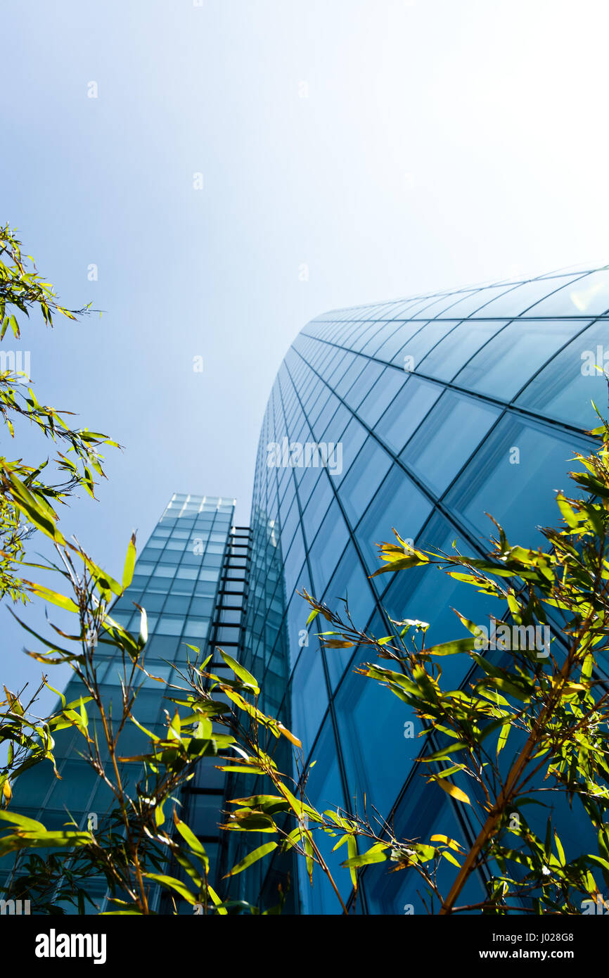 Abstract building. blue glass wall of skyscraper Stock Photo - Alamy