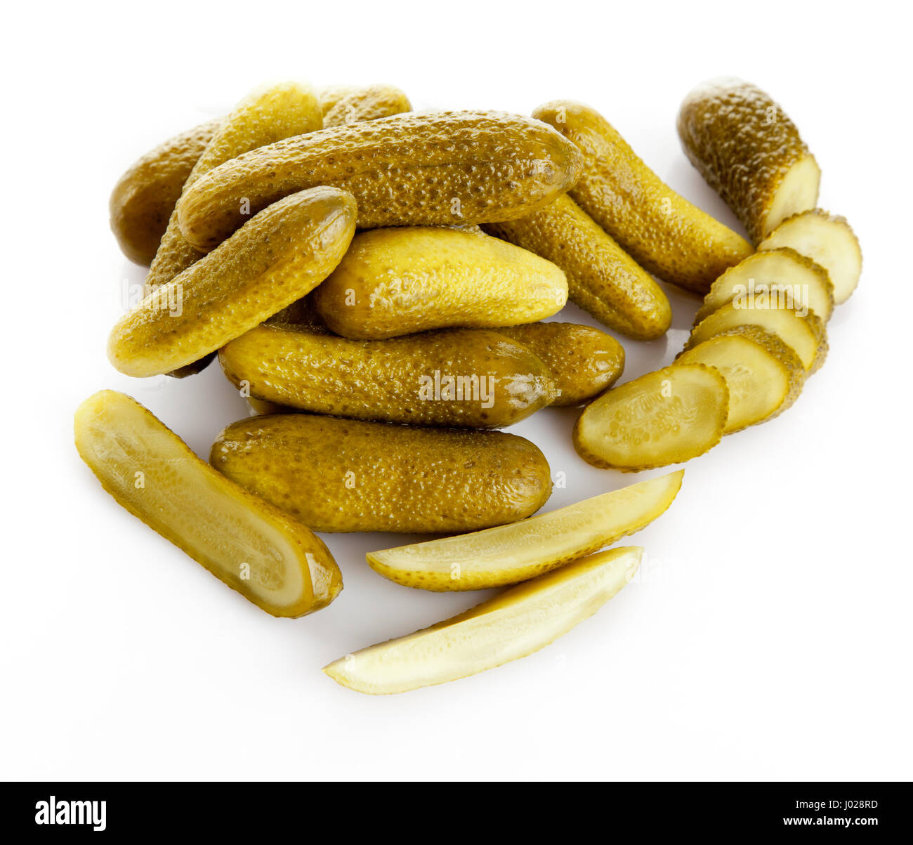 pickled cucumbers. Gherkins on a white background Stock Photo - Alamy