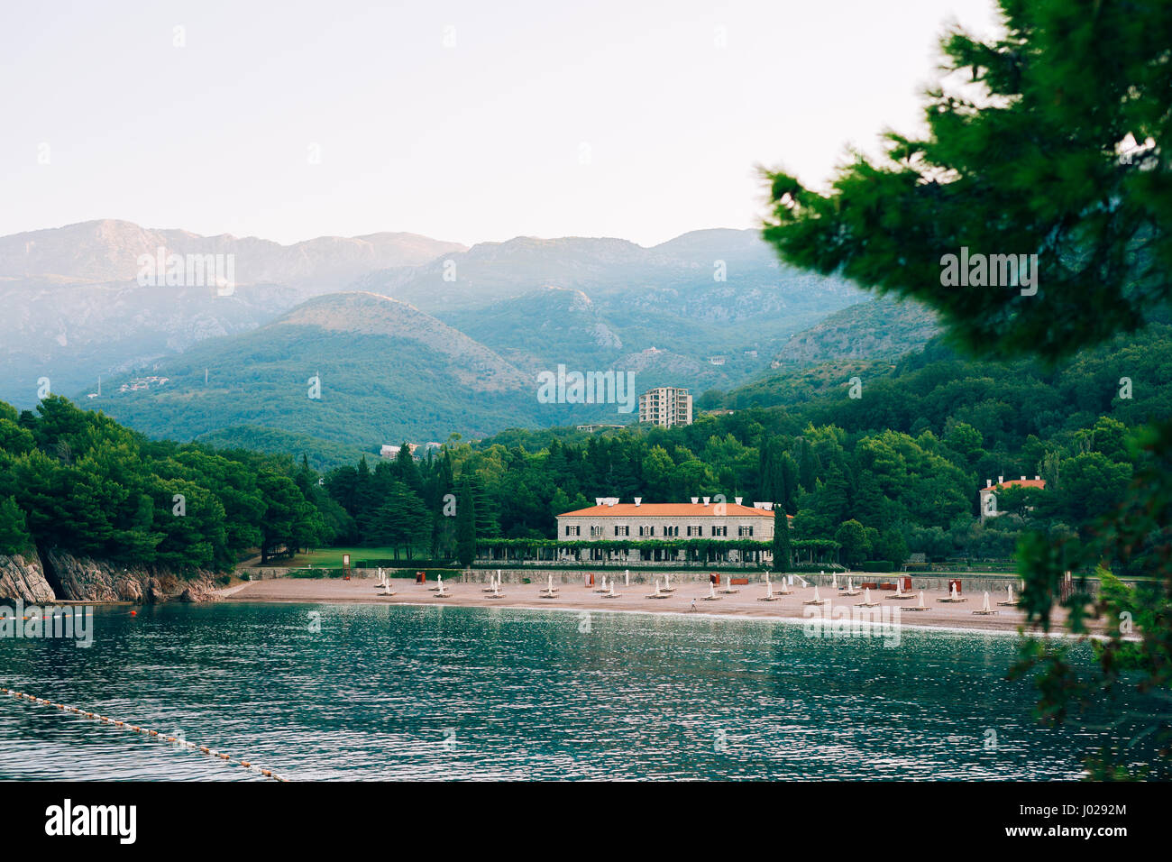 The park Milocer, Villa, beach Queen. Near the island of Sveti Stefan ...