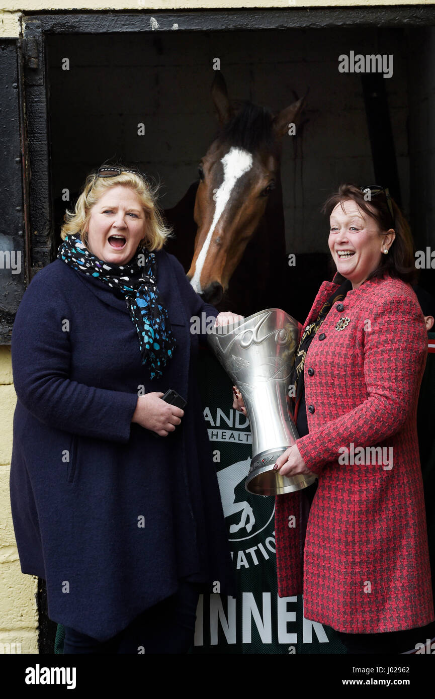 Grand National winner One For Arthur's owners Balinda McClung (left ...