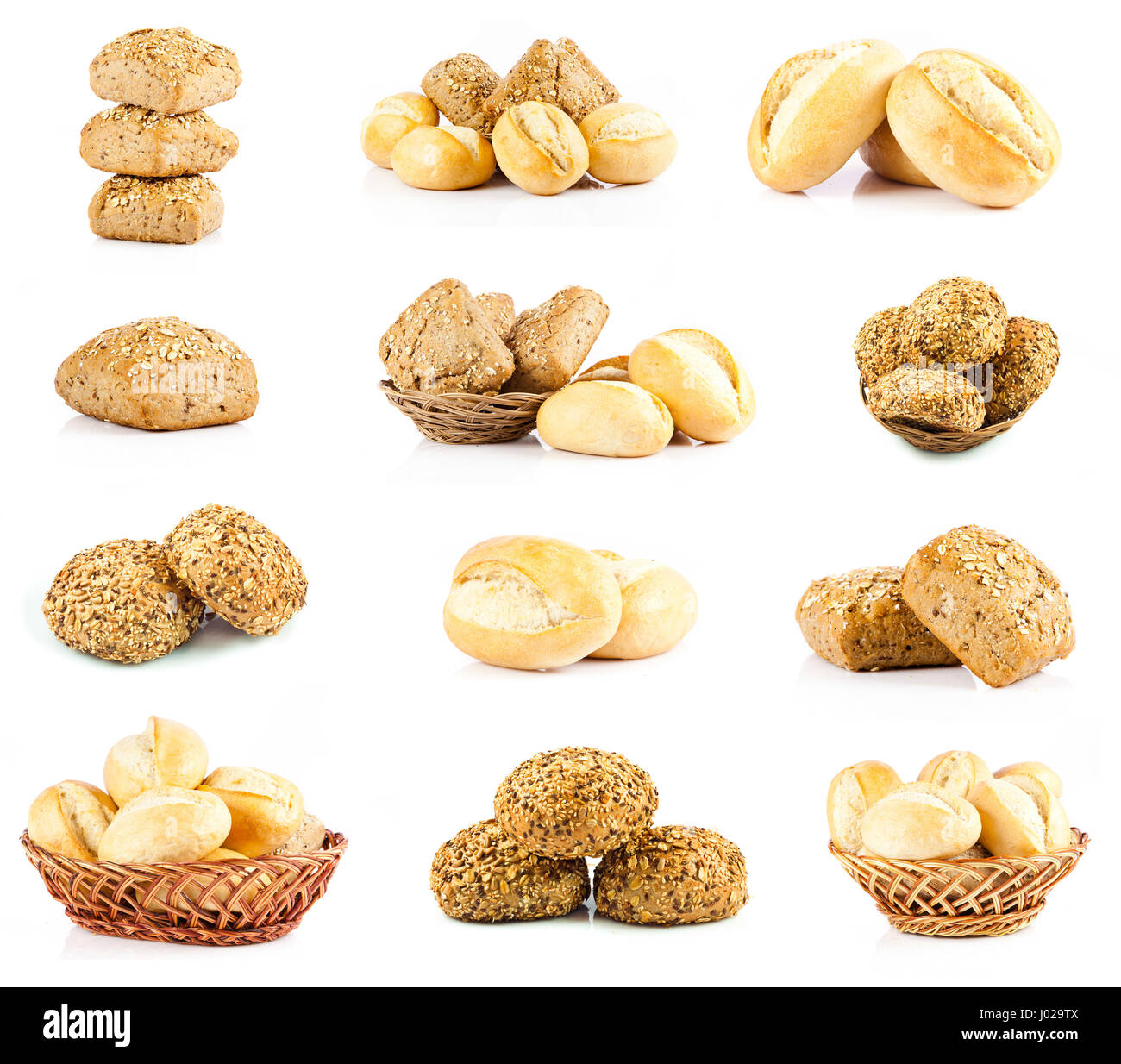 Assortment of baked bread. bun bread isolated on white background ...