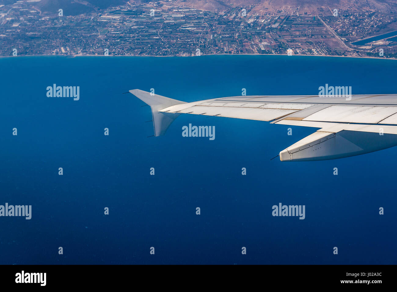 Aerial view from plane window after start from the Athens International ...