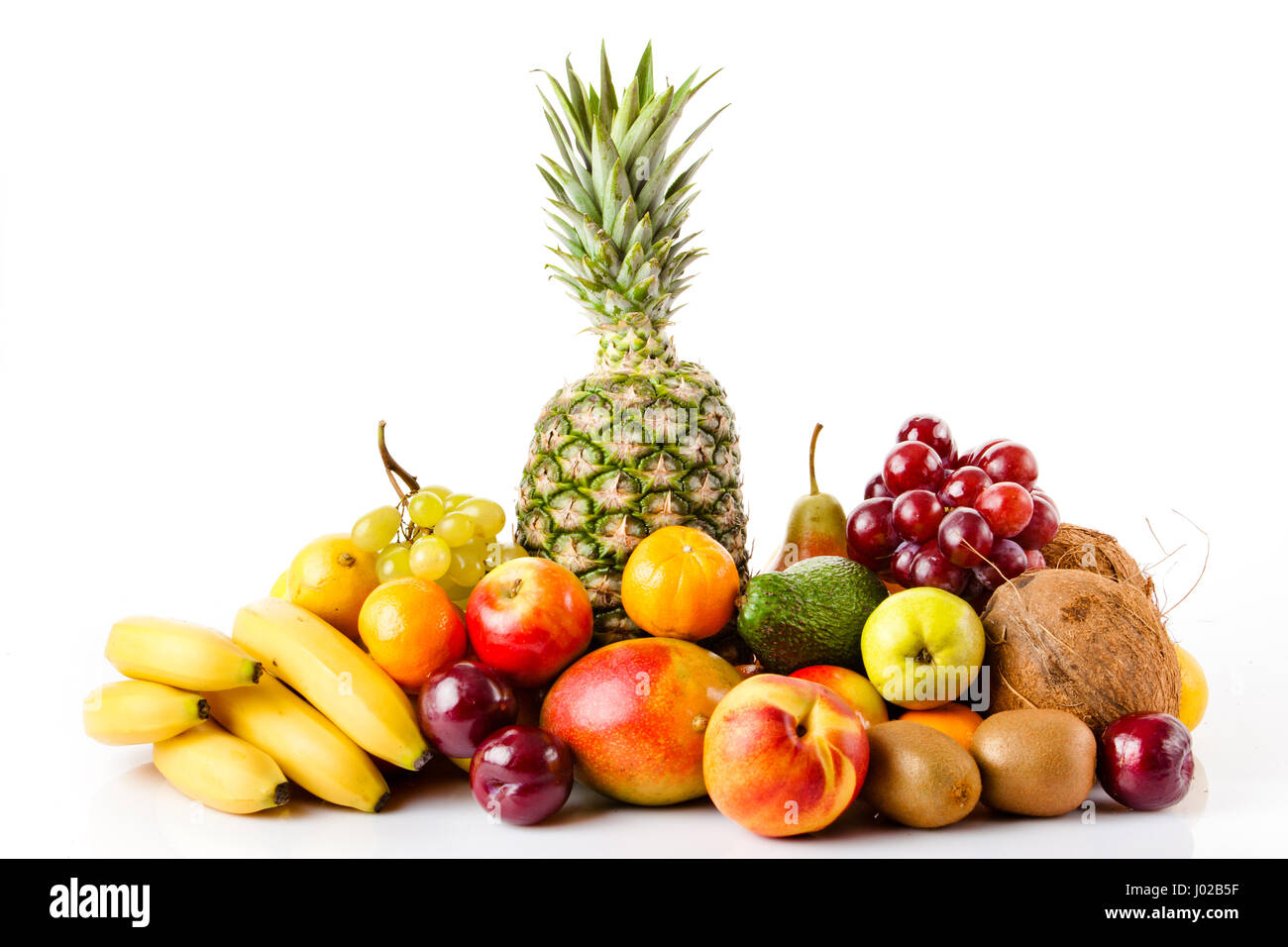 Fresh fruits isolated on a white . Set of different fresh fruits Stock ...