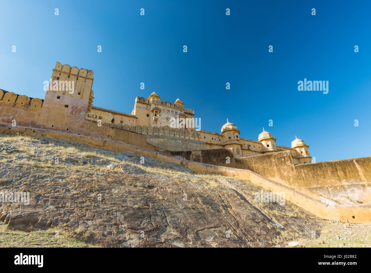 The impressive landscape and cityscape at Amber Fort, famous travel ...