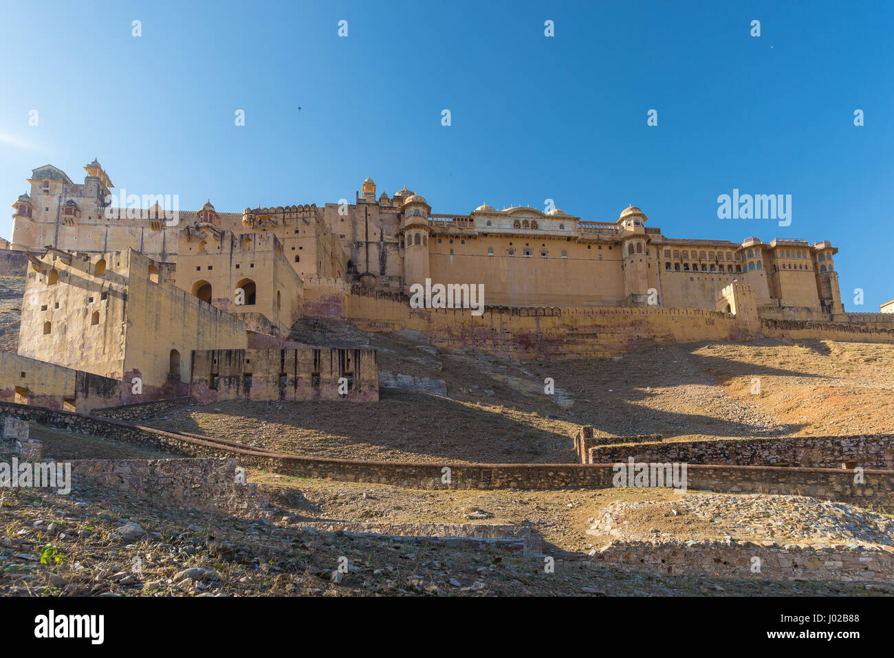 The impressive landscape and cityscape at Amber Fort, famous travel ...
