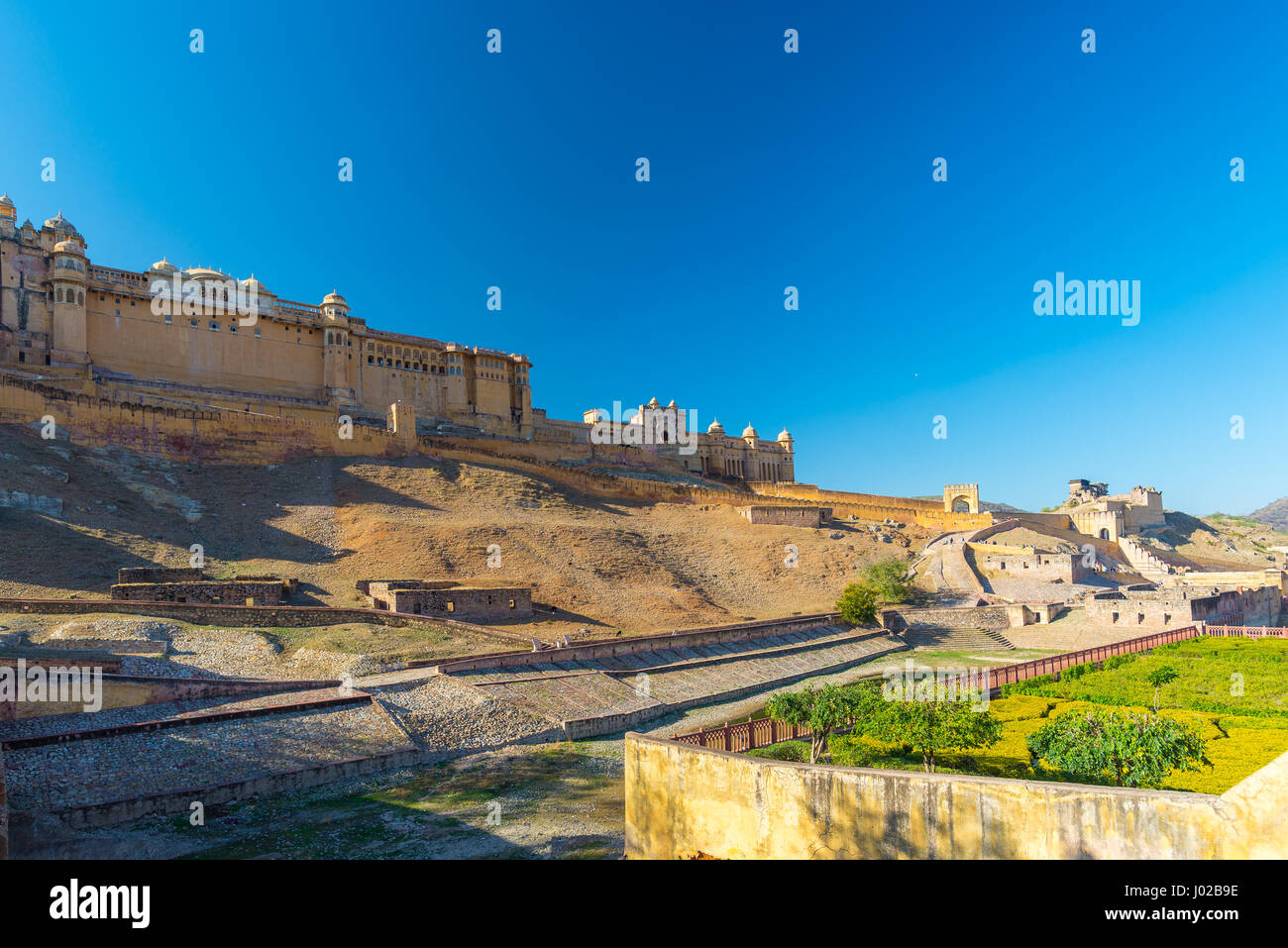 The impressive landscape and cityscape at Amber Fort, famous travel ...