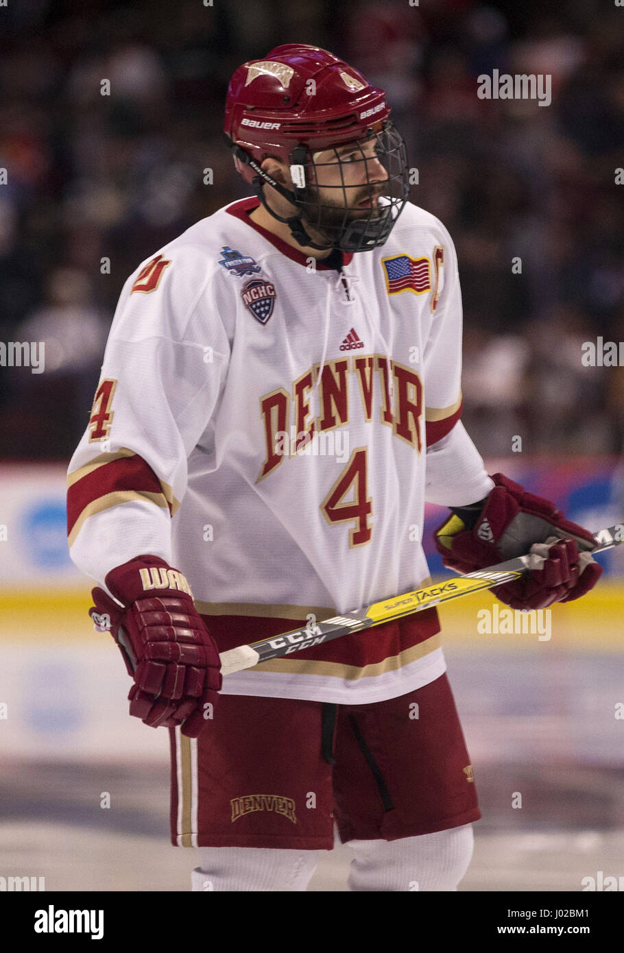 Chicago, Illinois, USA. 08th Apr, 2017. Denver defenseman Will Butcher ...