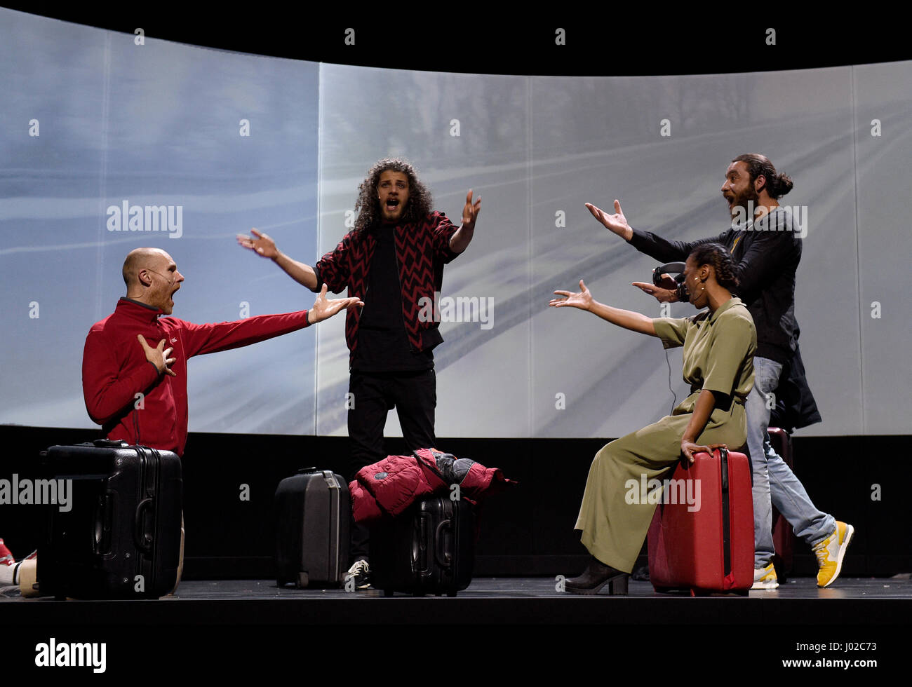 Berlin, Germany. 05th Apr, 2017. Members of the Exil Ensemble, Niels ...