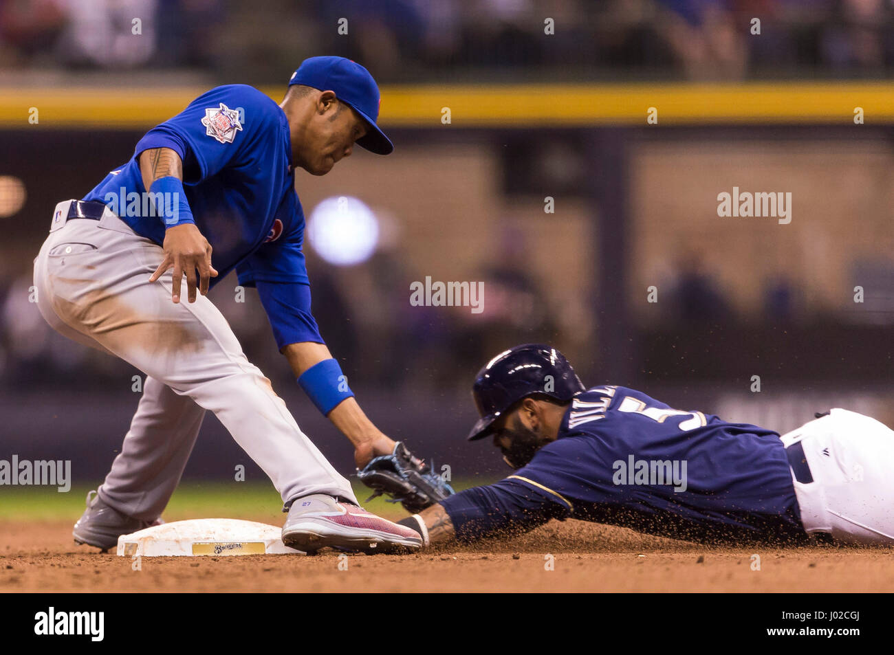 Milwaukee, WI, USA. 08th Apr, 2017. Milwaukee Brewers second baseman ...