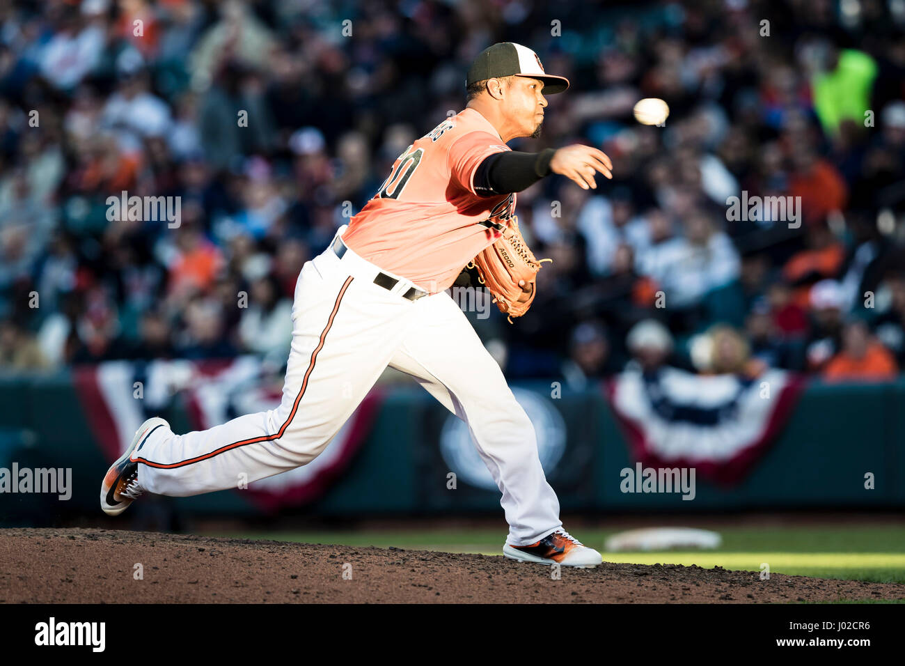 Baltimore, Maryland, USA. 8th Apr, 2017. Baltimore Orioles relief ...