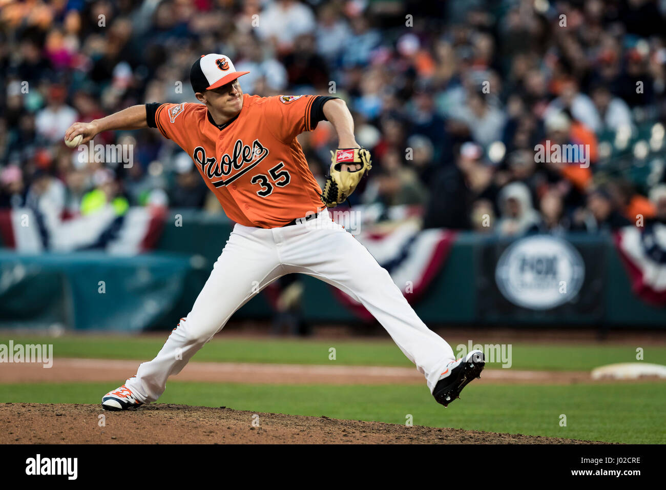 Baltimore, Maryland, USA. 8th Apr, 2017. Baltimore Orioles relief ...