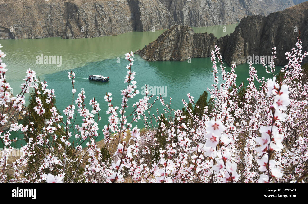 Beijing, China's Gansu Province. 4th Apr, 2017. A yacht sails in the ...