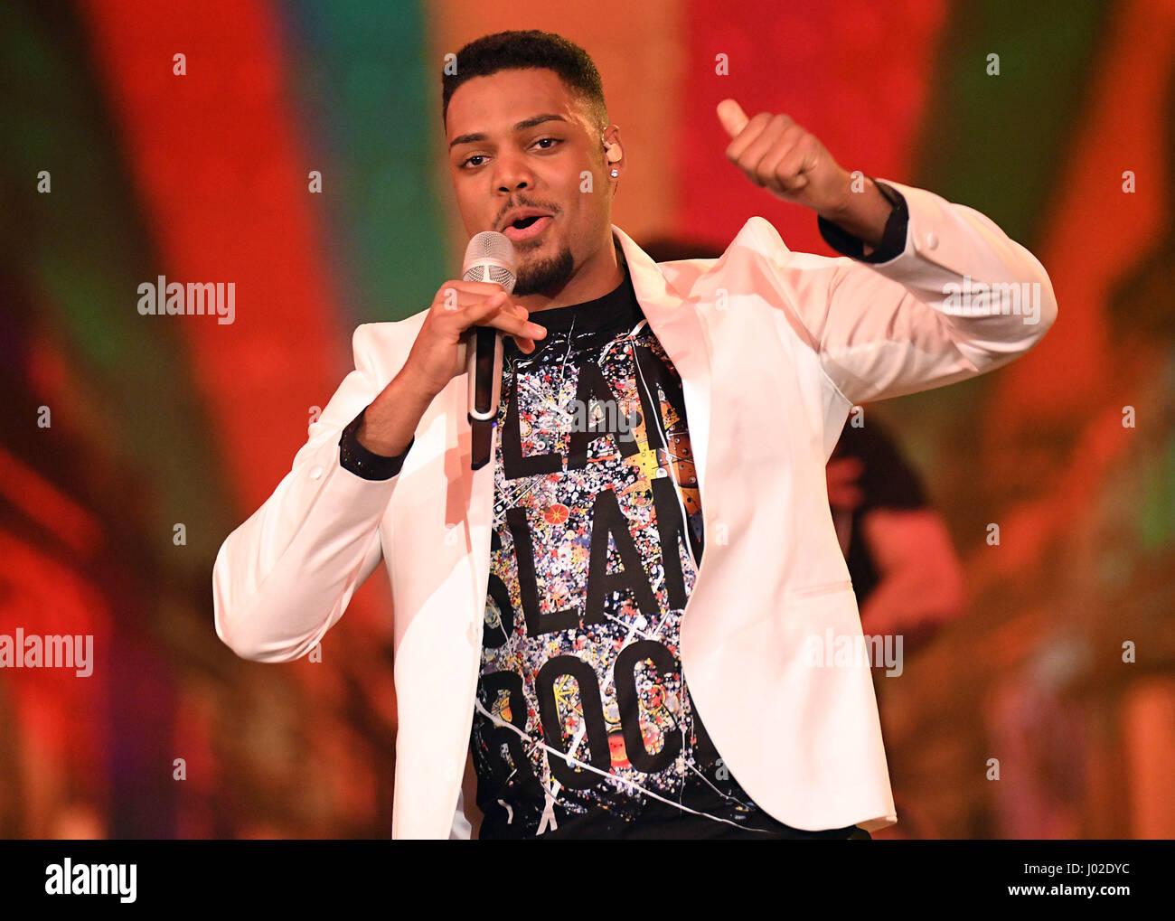 Cologne, Germany. 08th Apr, 2017. Singer Ruben Mateo seen on stage ...