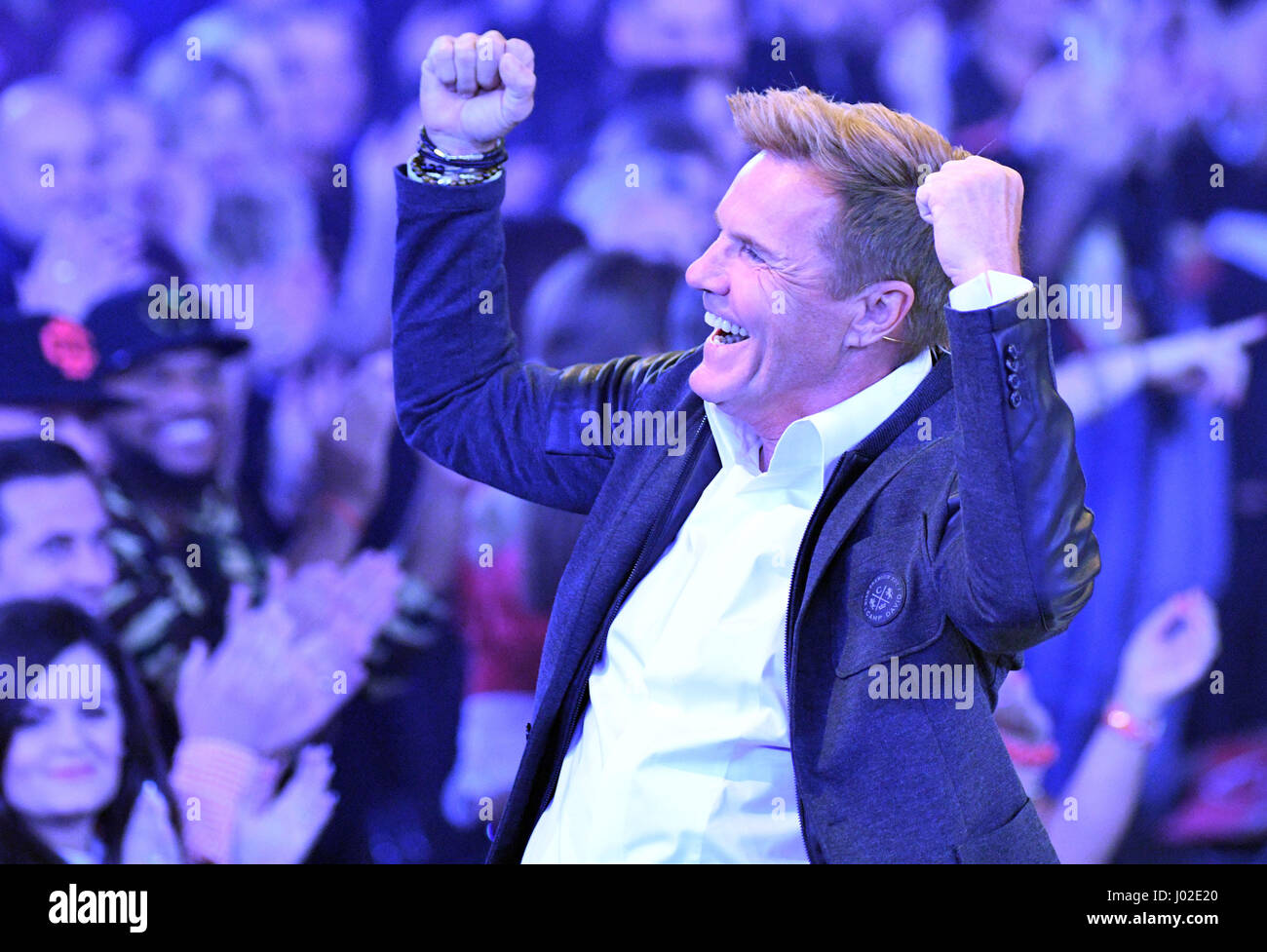 Cologne, Germany. 08th Apr, 2017. Judge Dieter Bohlen seen during the ...
