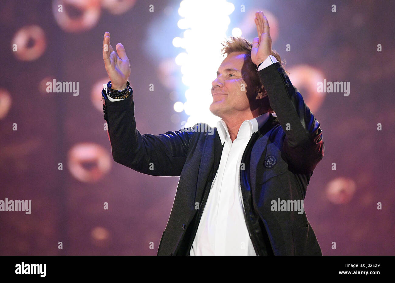 Cologne, Germany. 08th Apr, 2017. Judge Dieter Bohlen seen during the ...