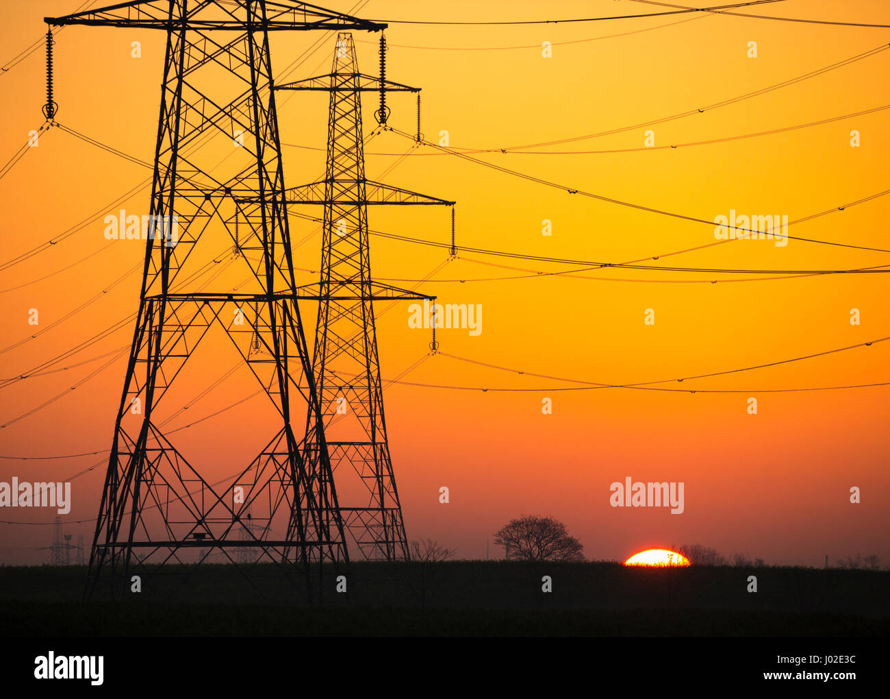 Electricity, National Grid overhead pylons, power lines on the north ...